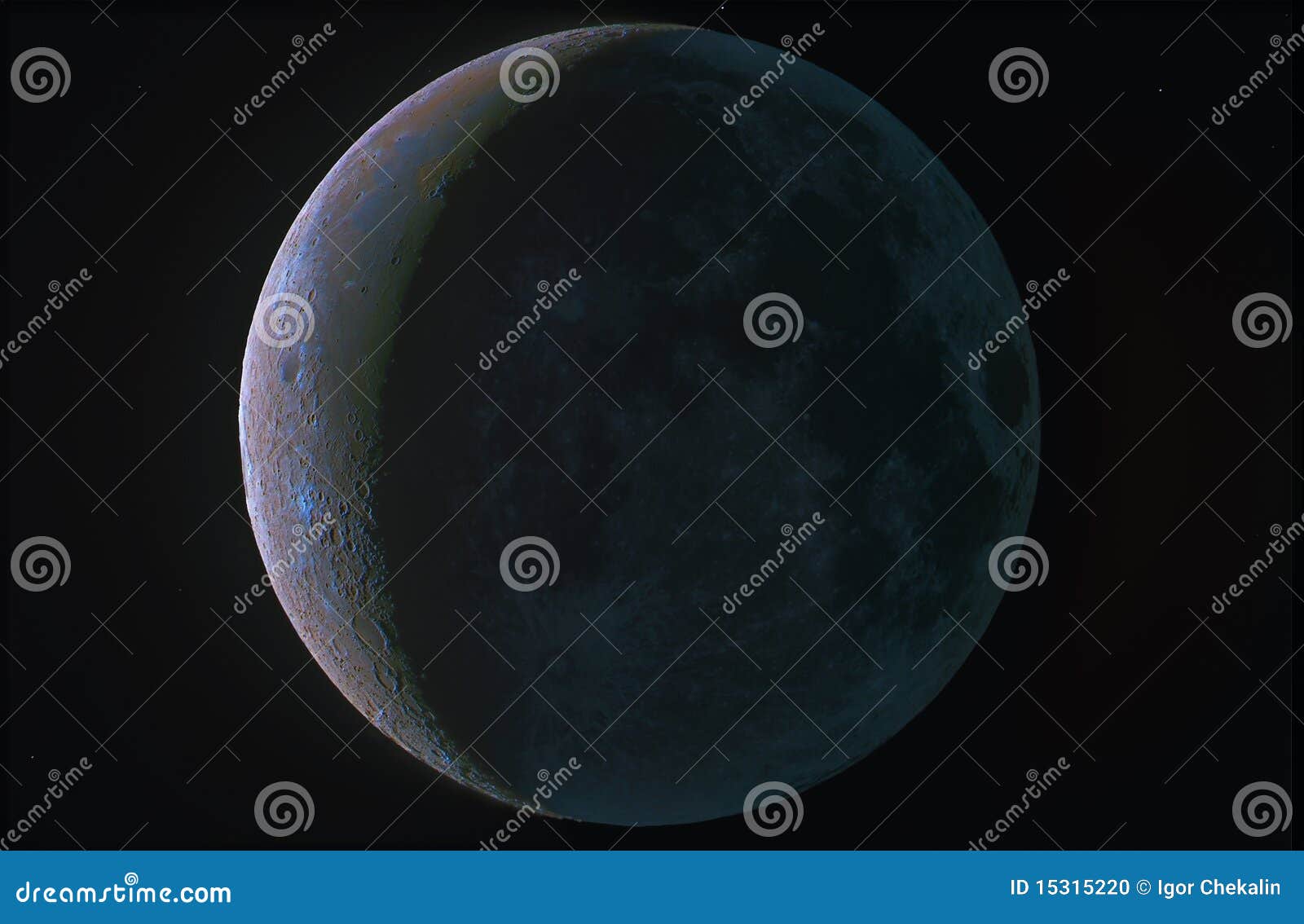 Crescent Moon with Ashen Glow Stock Photo - Image of light, earthshine ...