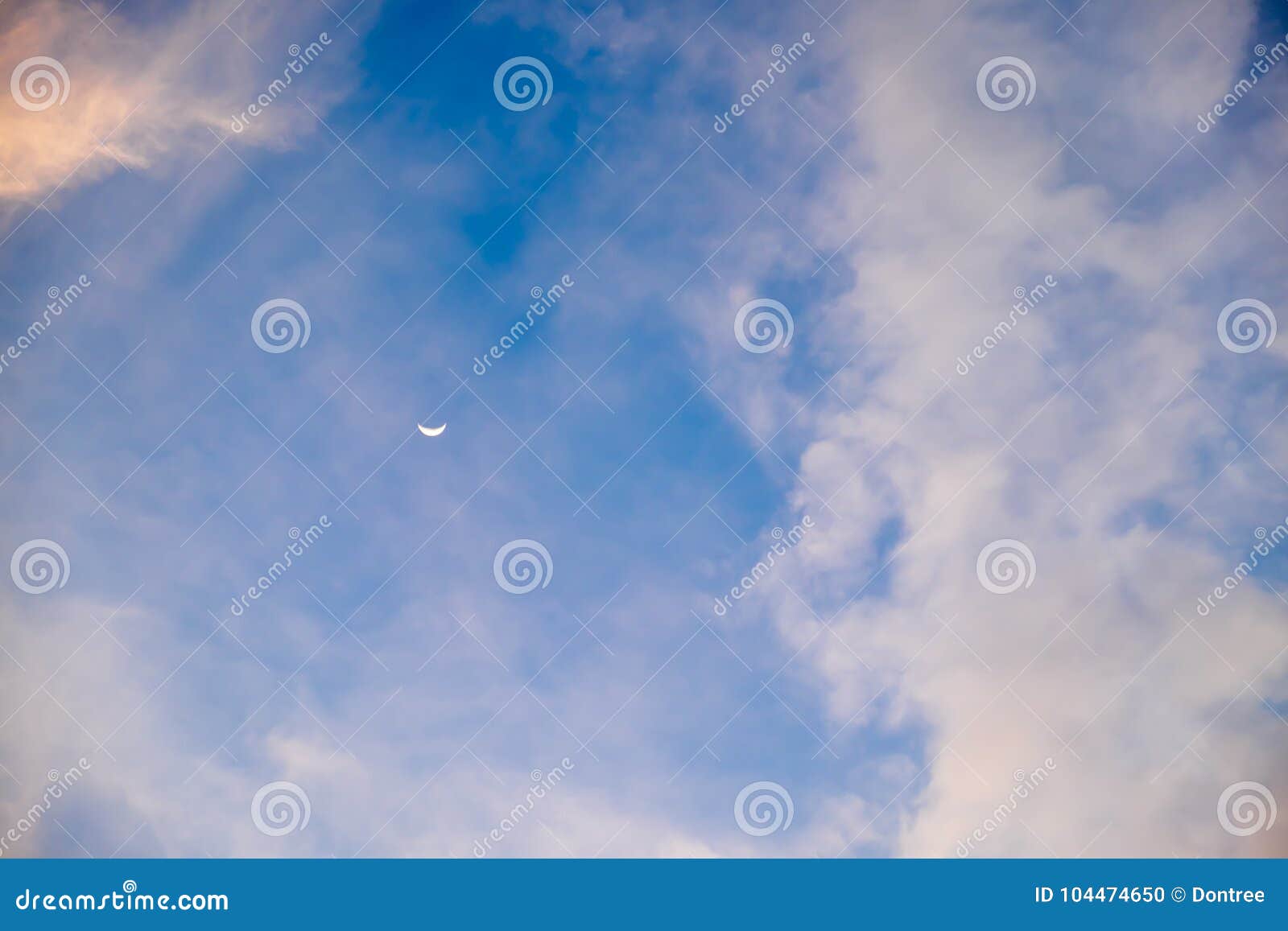 Crescent Moon Beautiful on Blue Sky Stock Photo - Image of landscape ...