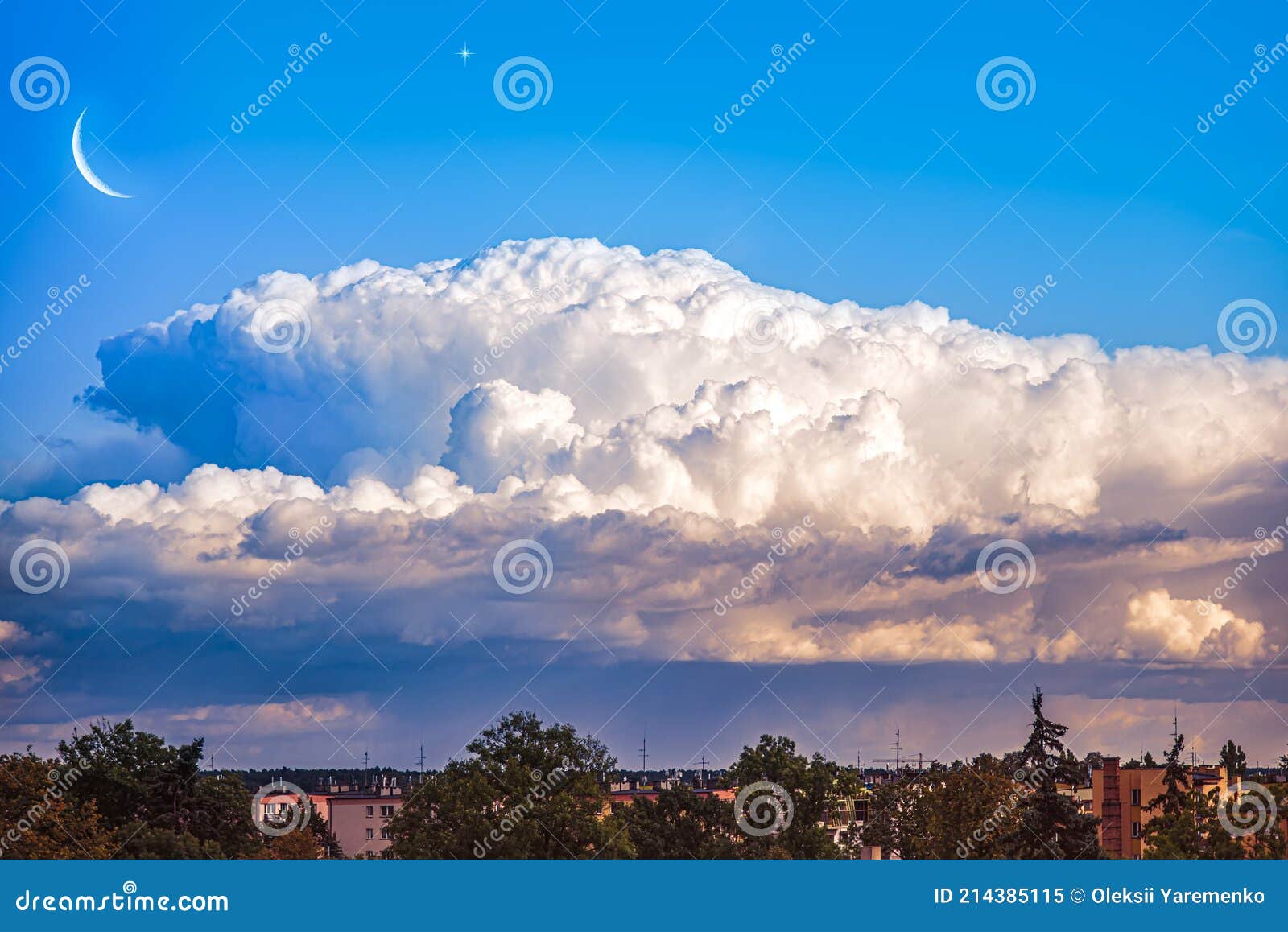 Crescent Moon with Beautiful Sunset Background Stock Image - Image of ...