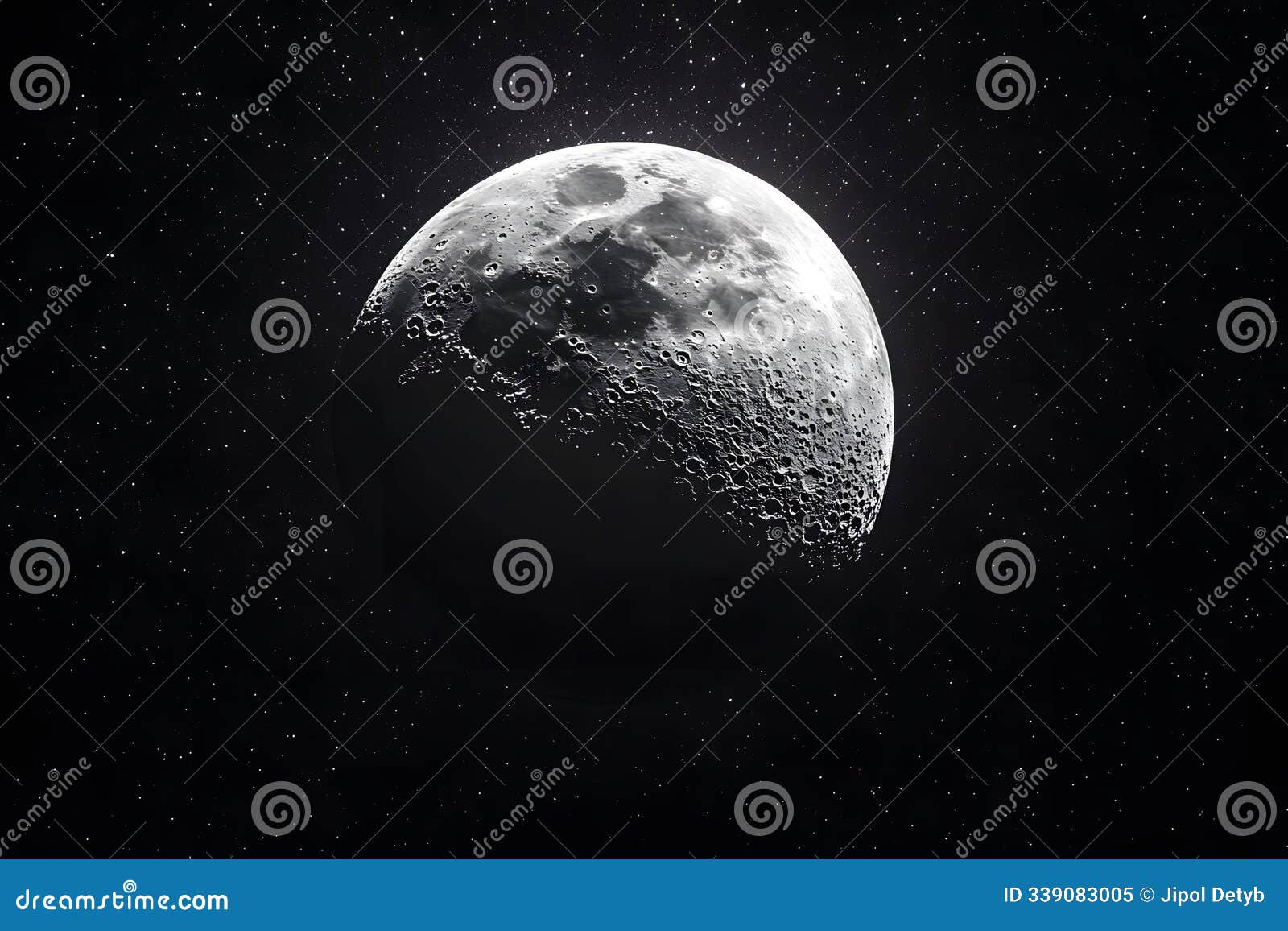 Crescent Moon on Black Background with Space. Generative AI. Stock ...