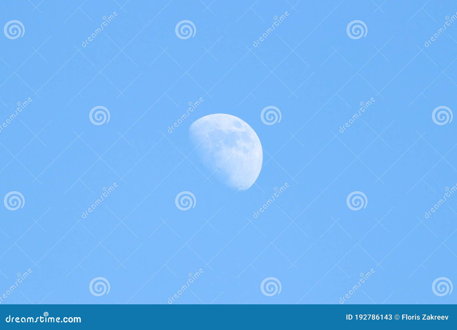 Crescent moon in blue sky stock image. Image of moment - 192786143