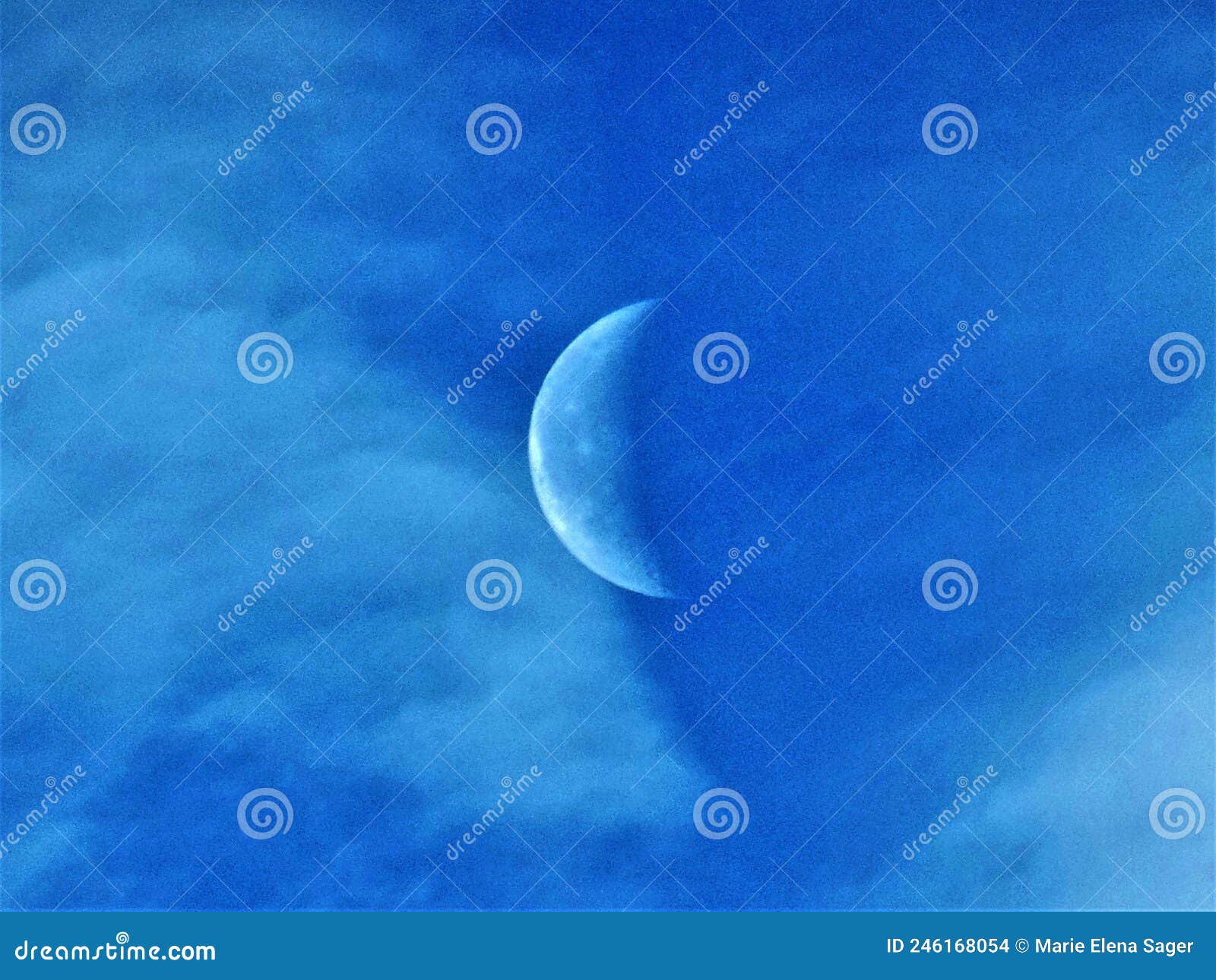 Crescent Moon in Blue Sky stock photo. Image of heavens - 246168054