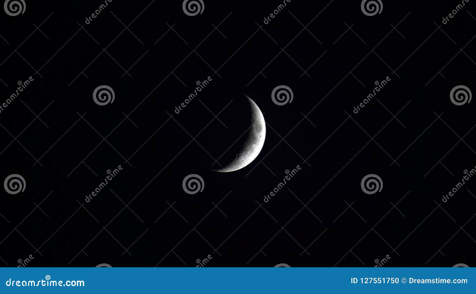 Crescent Moon Centered at Night Stock Photo - Image of phases, space ...