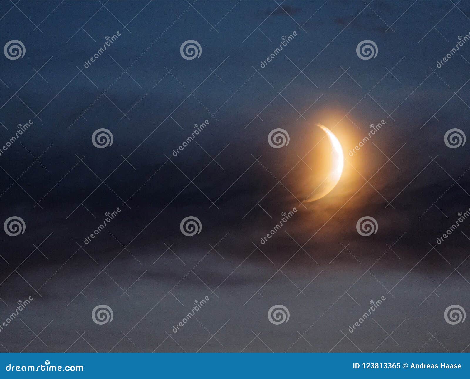 Crescent moon stock image. Image of moon, moonlight - 123813365