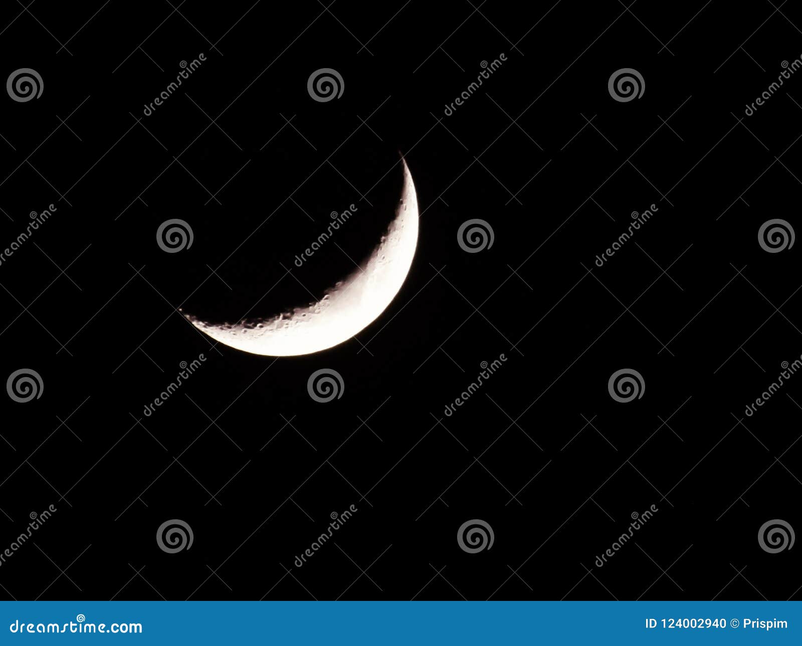 Crescent Moon on dark sky stock photo. Image of astro - 124002940