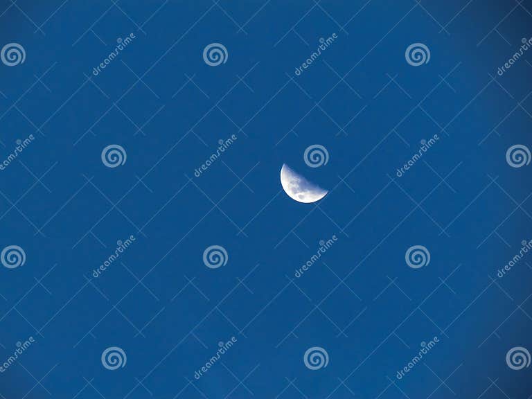 Crescent Moon in the Daytime. Stock Image - Image of detail, nature ...