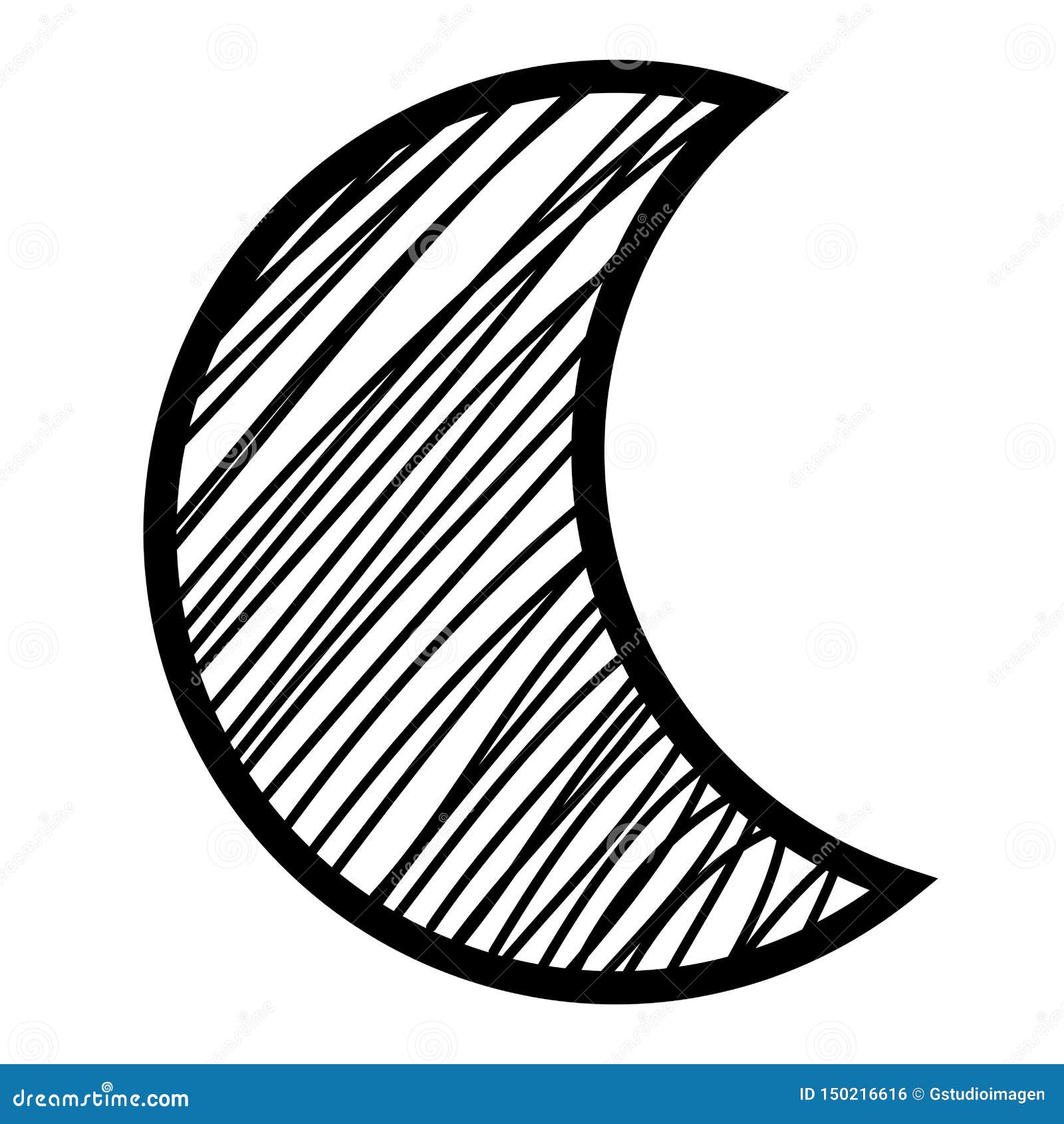 Crescent Moon Drawing Isolated Icon Stock Illustration - Illustration ...