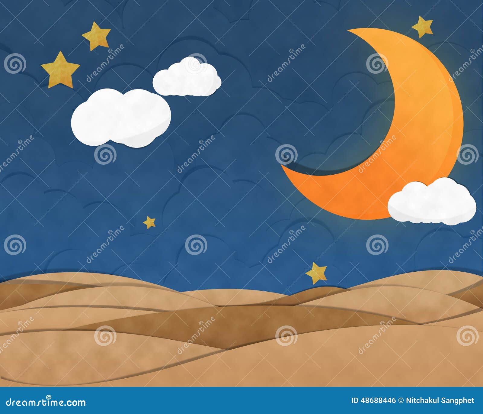 Crescent Moon En Ciel Nocturne Illustration Stock - Illustration du ...