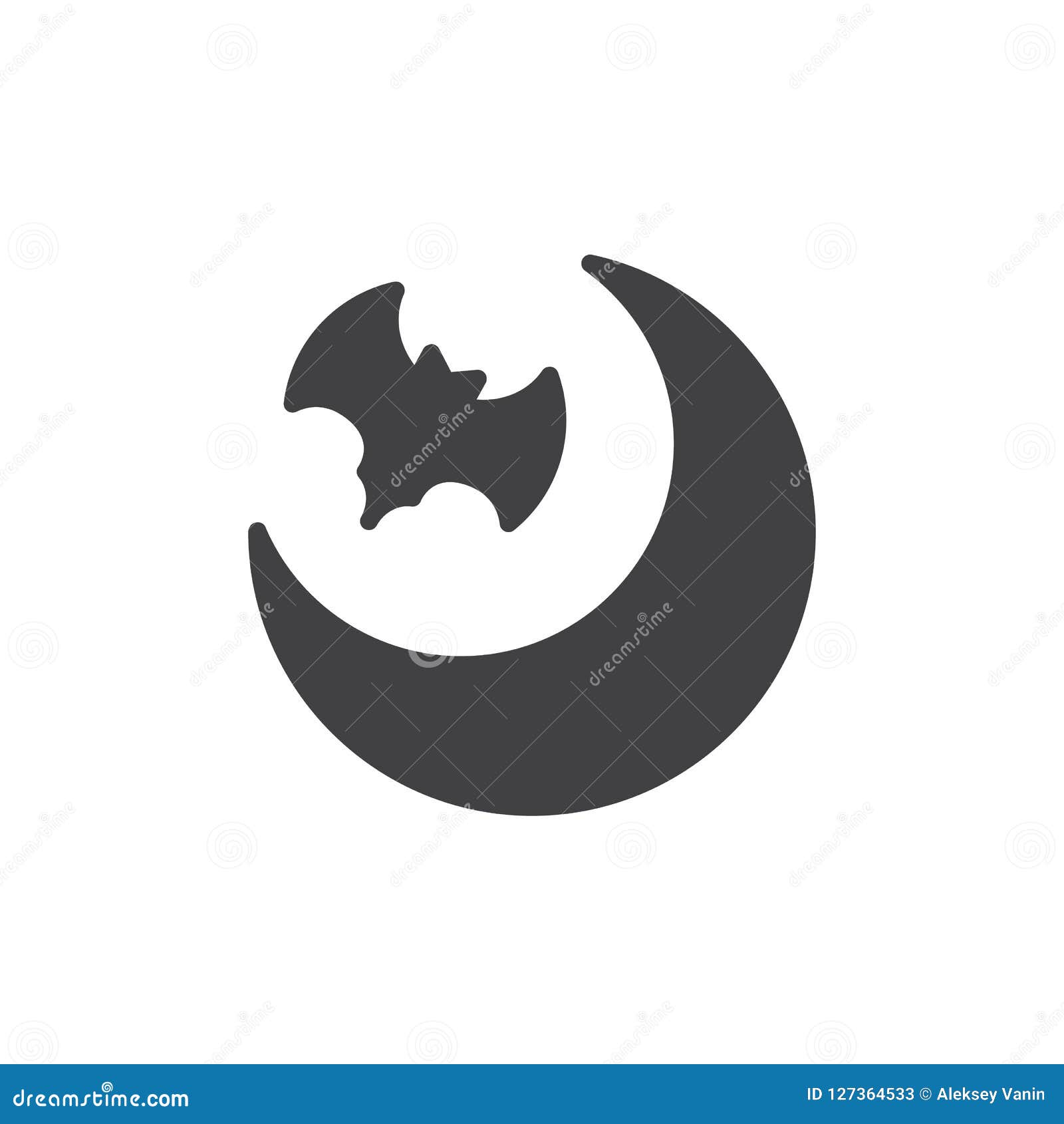 Crescent Moon and Flying Bat Vector Icon Stock Vector - Illustration of ...