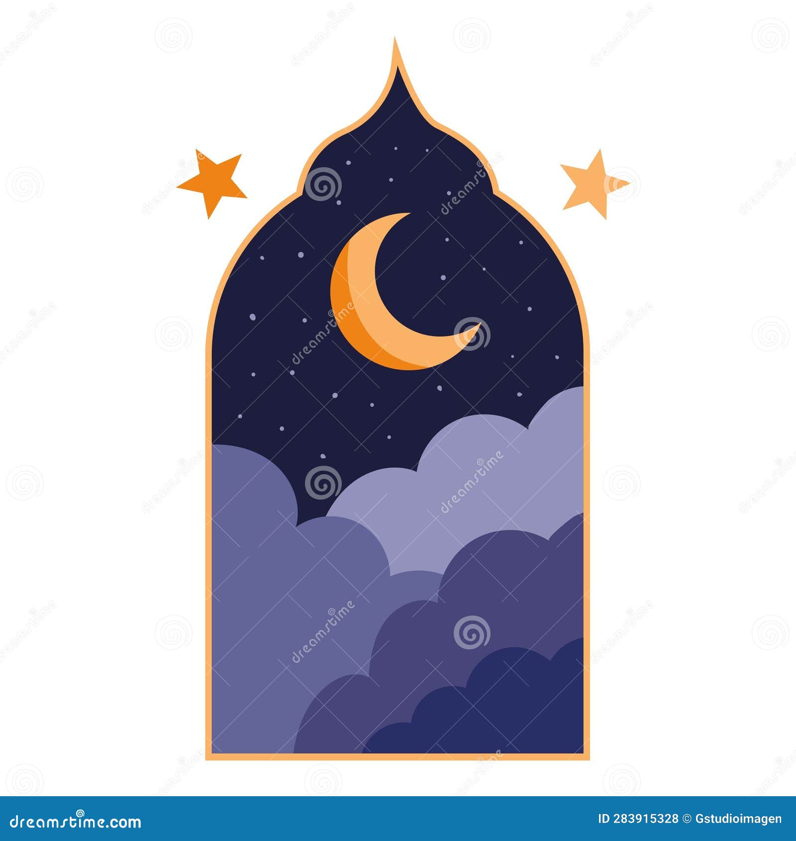 Crescent moon in frame stock vector. Illustration of design - 283915328