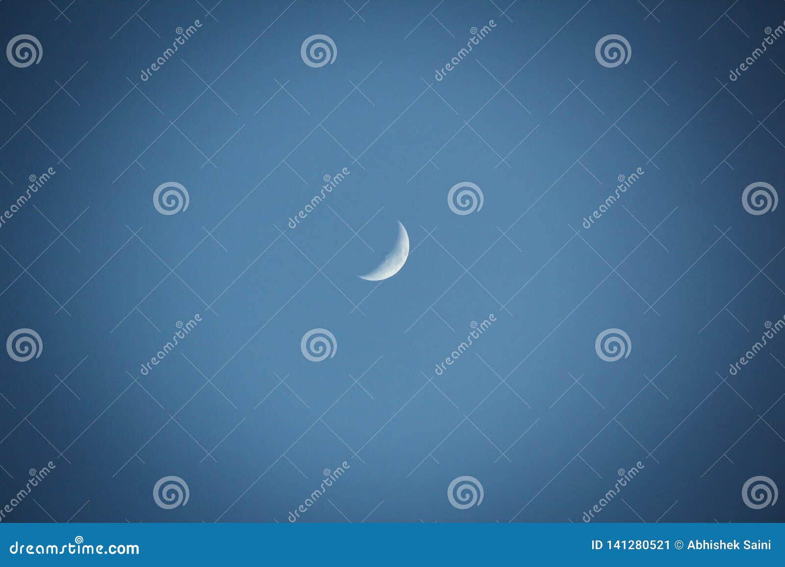 Crescent Moon or Half Moon on Day Blue Sky Stock Image - Image of space ...