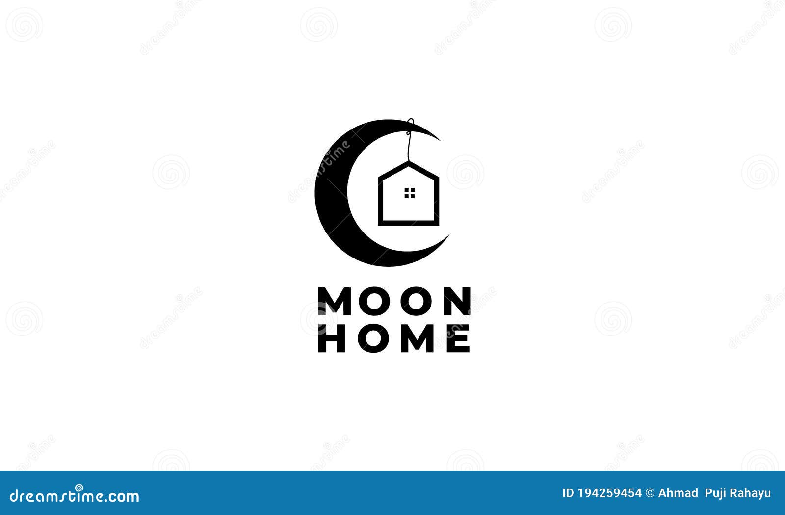 Crescent or Moon with Home or House Logo Design Modern Stock Vector ...
