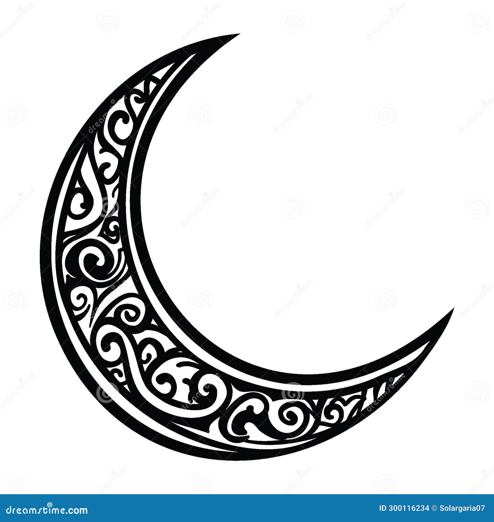 Crescent Moon Line-art Hand-drawn Stock Illustration - Illustration of ...