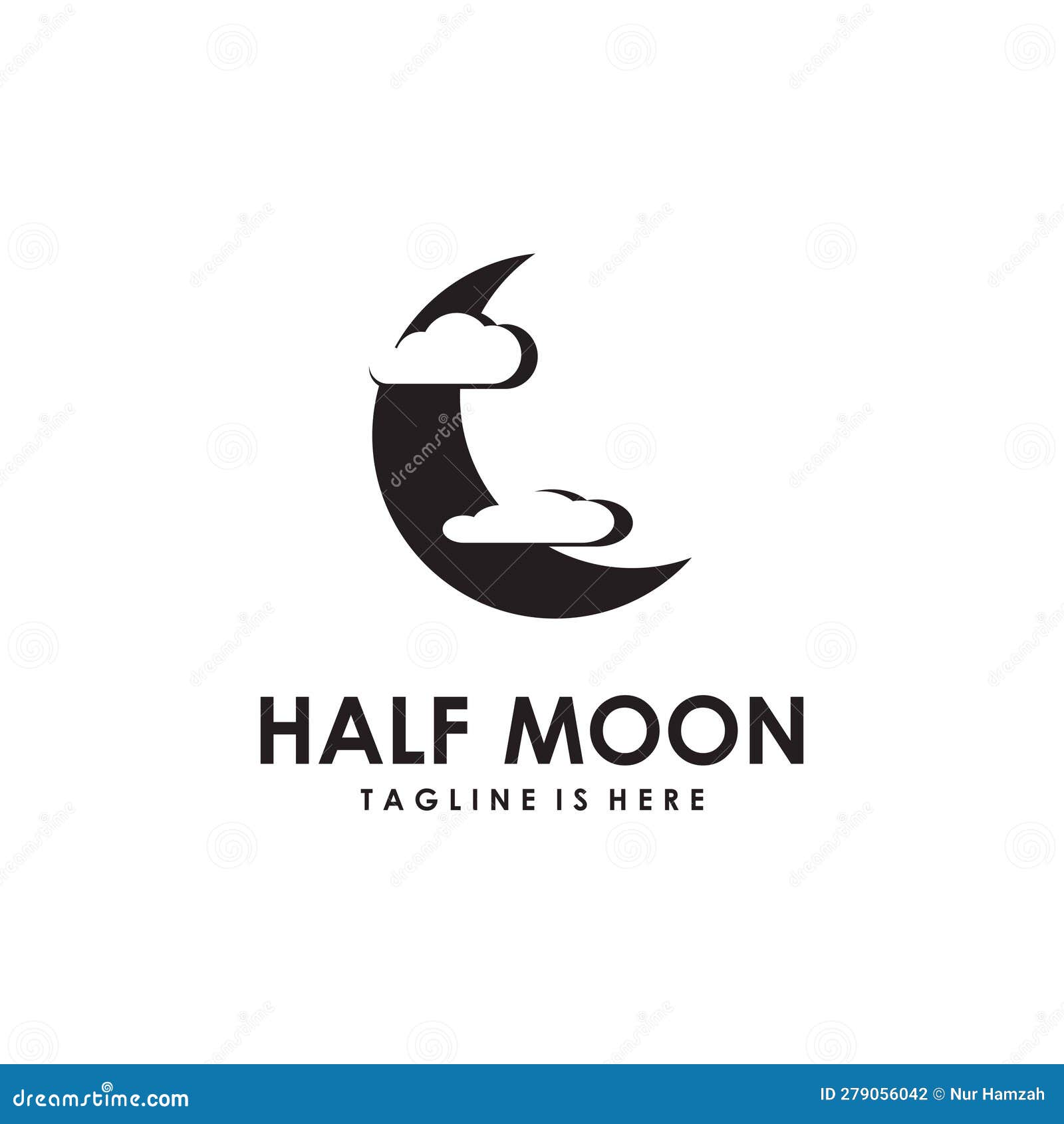 Crescent Moon Logo Template in Flat Style Stock Vector - Illustration ...