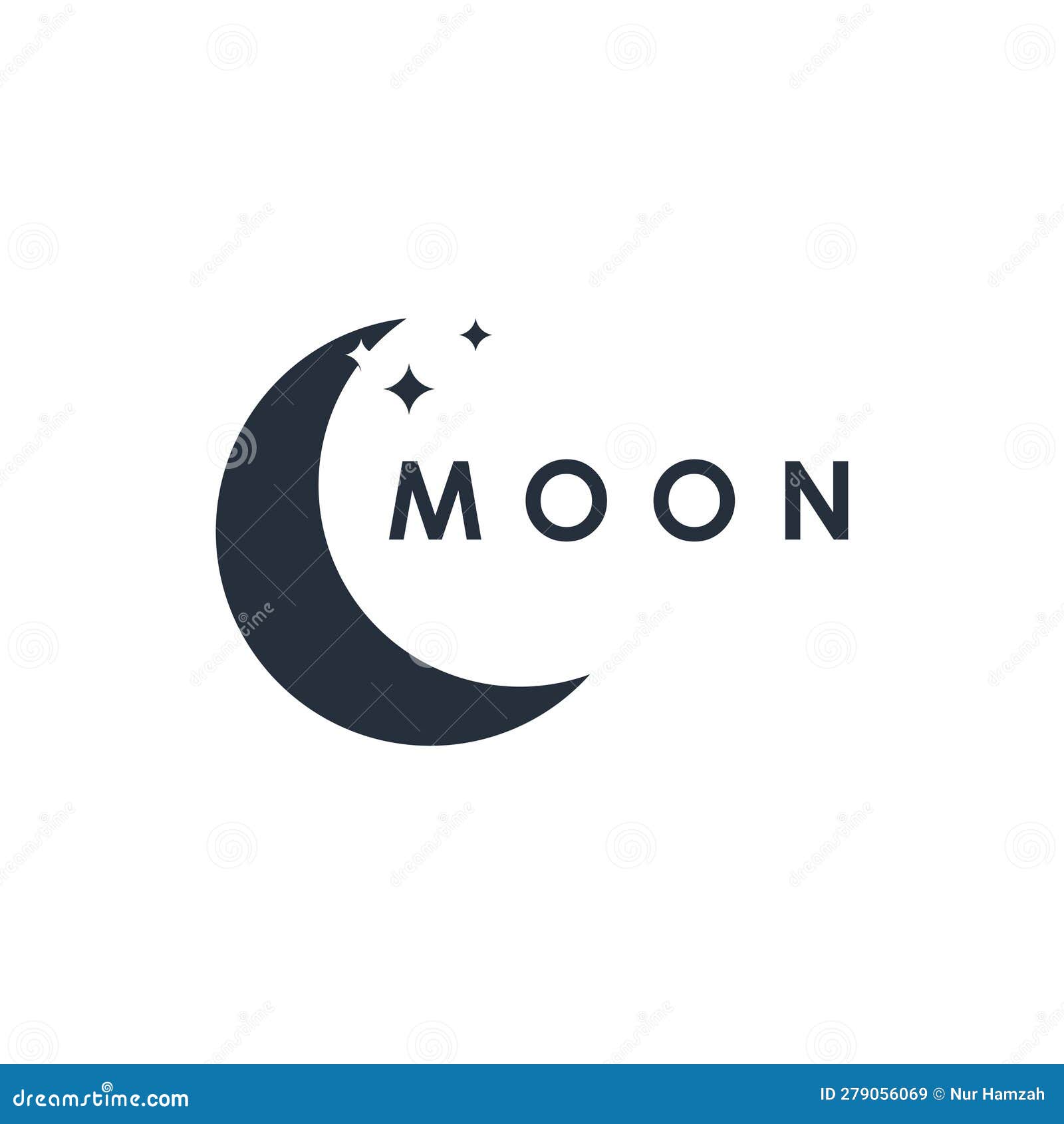 Crescent Moon Logo Template in Flat Style Stock Vector - Illustration ...