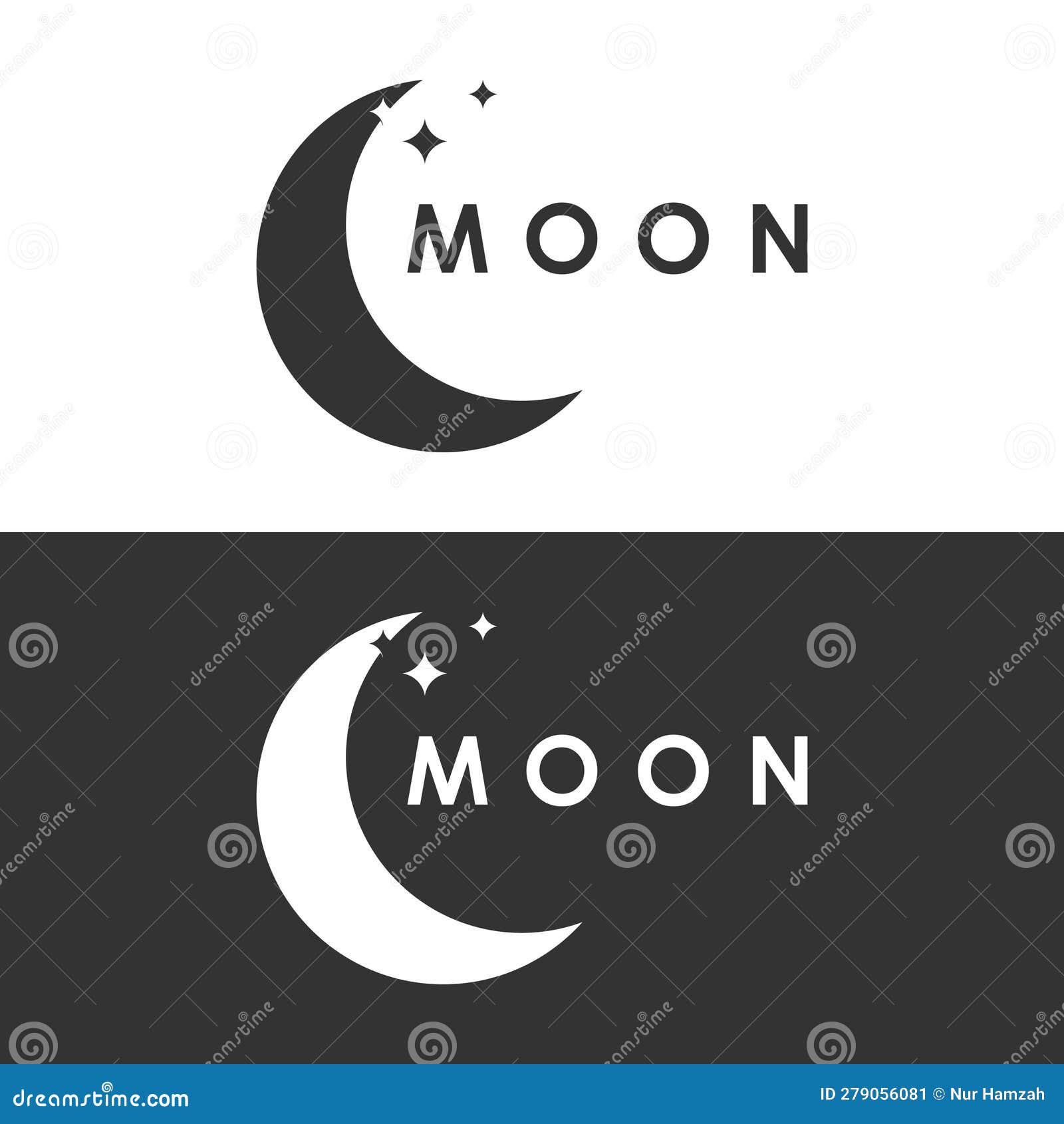 Crescent Moon Logo Template in Flat Style Stock Vector - Illustration ...