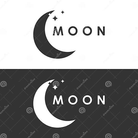 Crescent Moon Logo Template in Flat Style Stock Vector - Illustration ...
