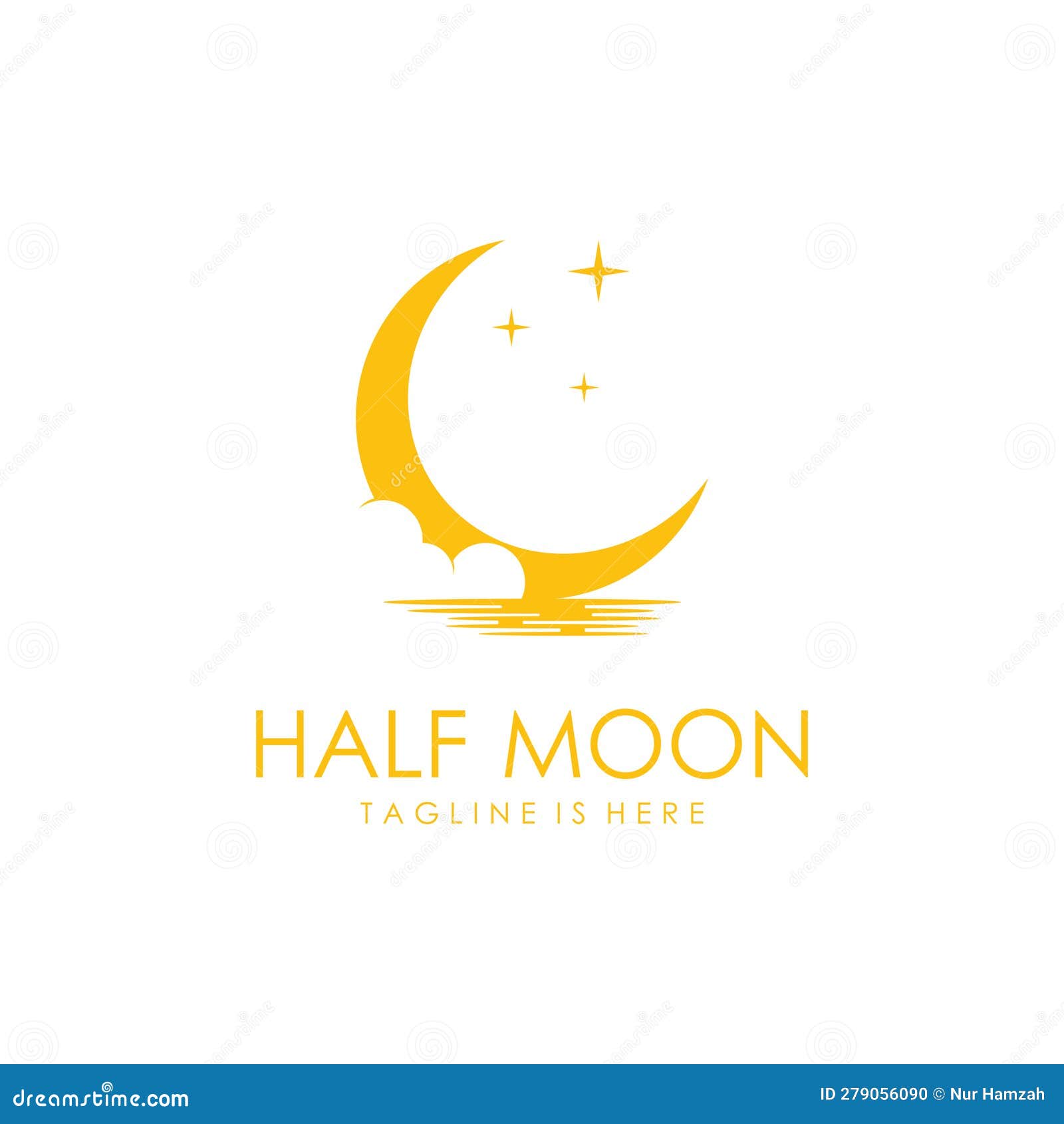 Crescent Moon Logo Template in Flat Style Stock Vector - Illustration ...