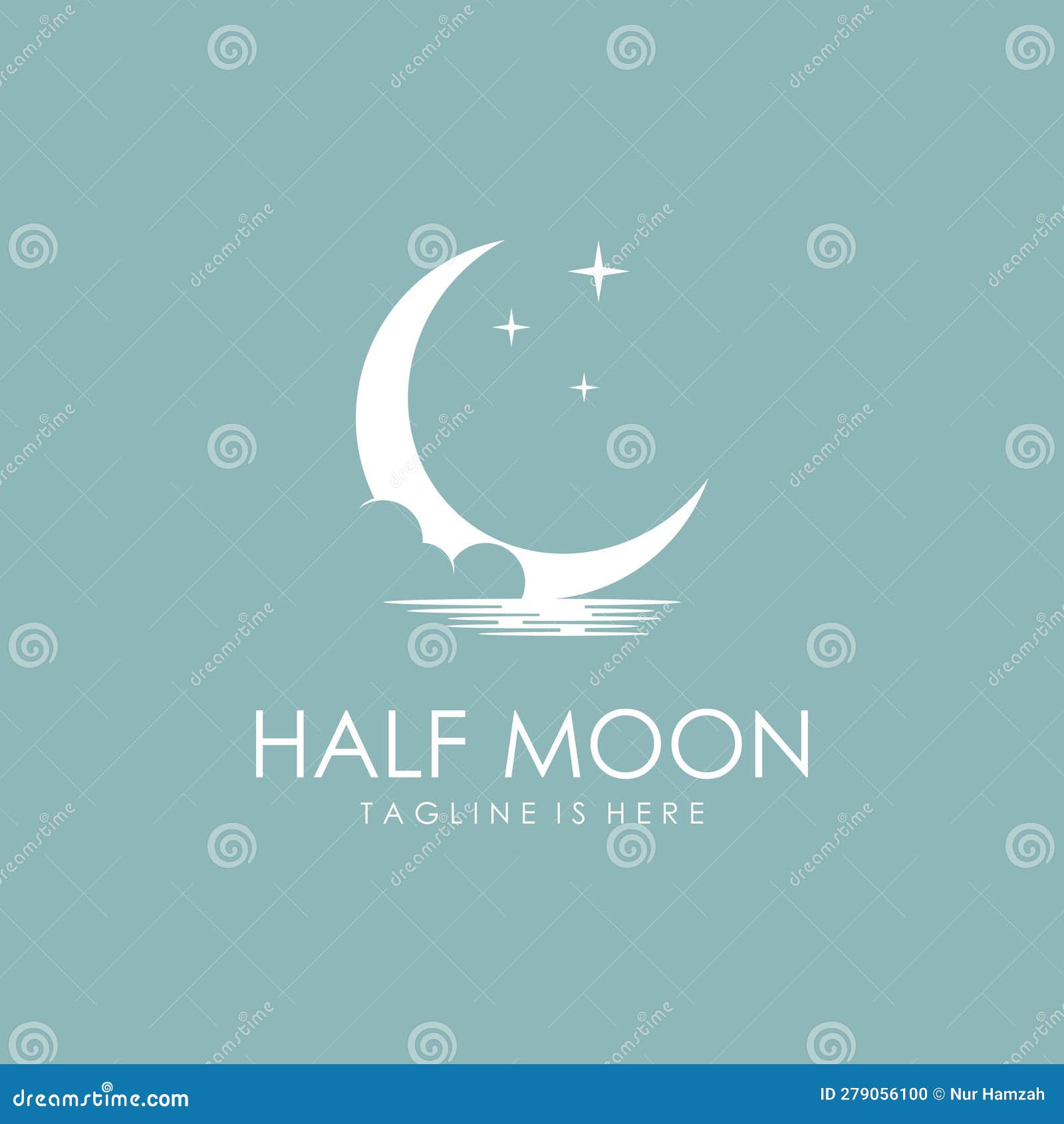 Crescent Moon Logo Template in Flat Style Stock Vector - Illustration ...