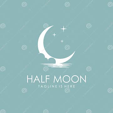 Crescent Moon Logo Template in Flat Style Stock Vector - Illustration ...