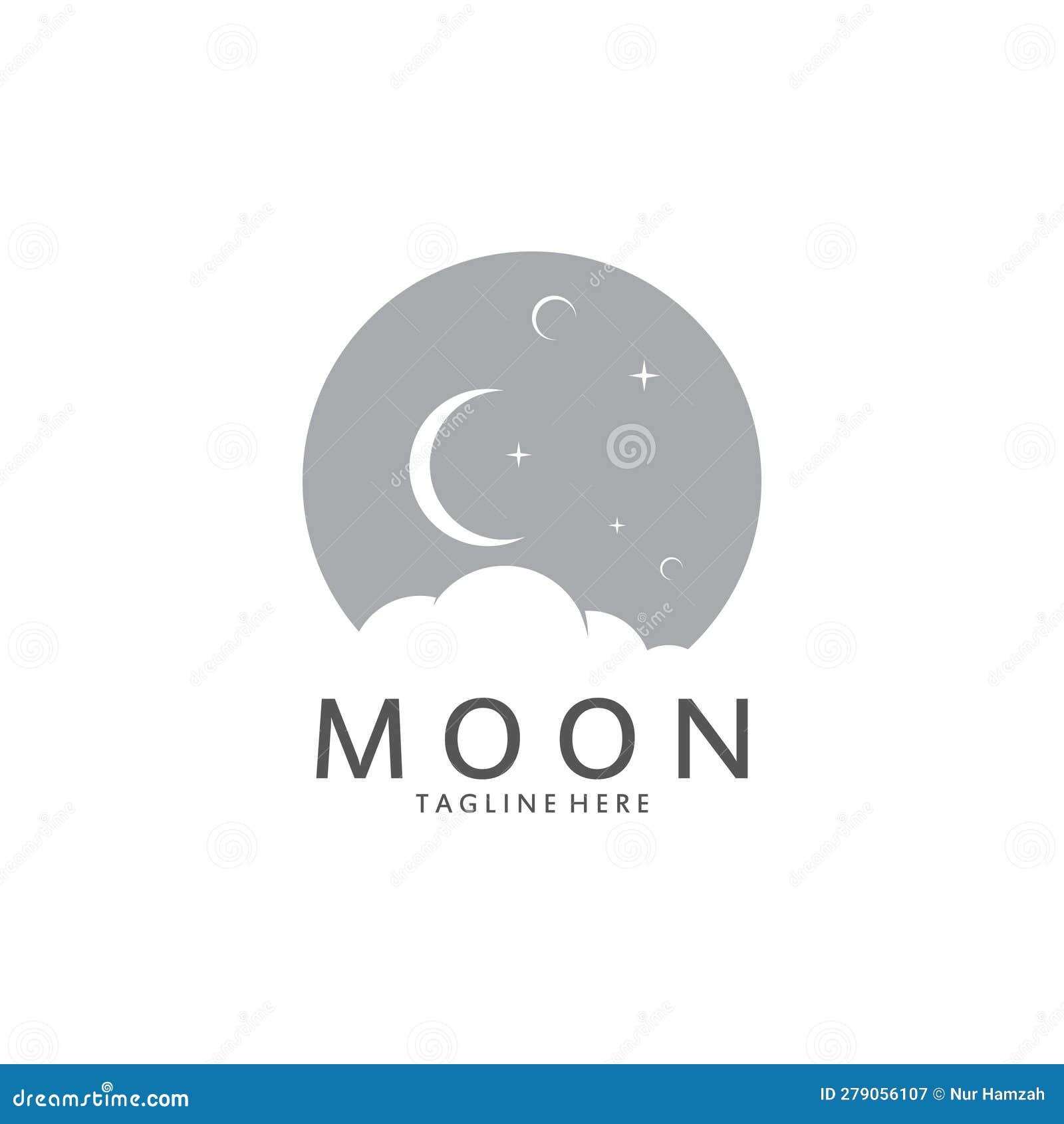 Crescent Moon Logo Template in Flat Style Stock Vector - Illustration ...