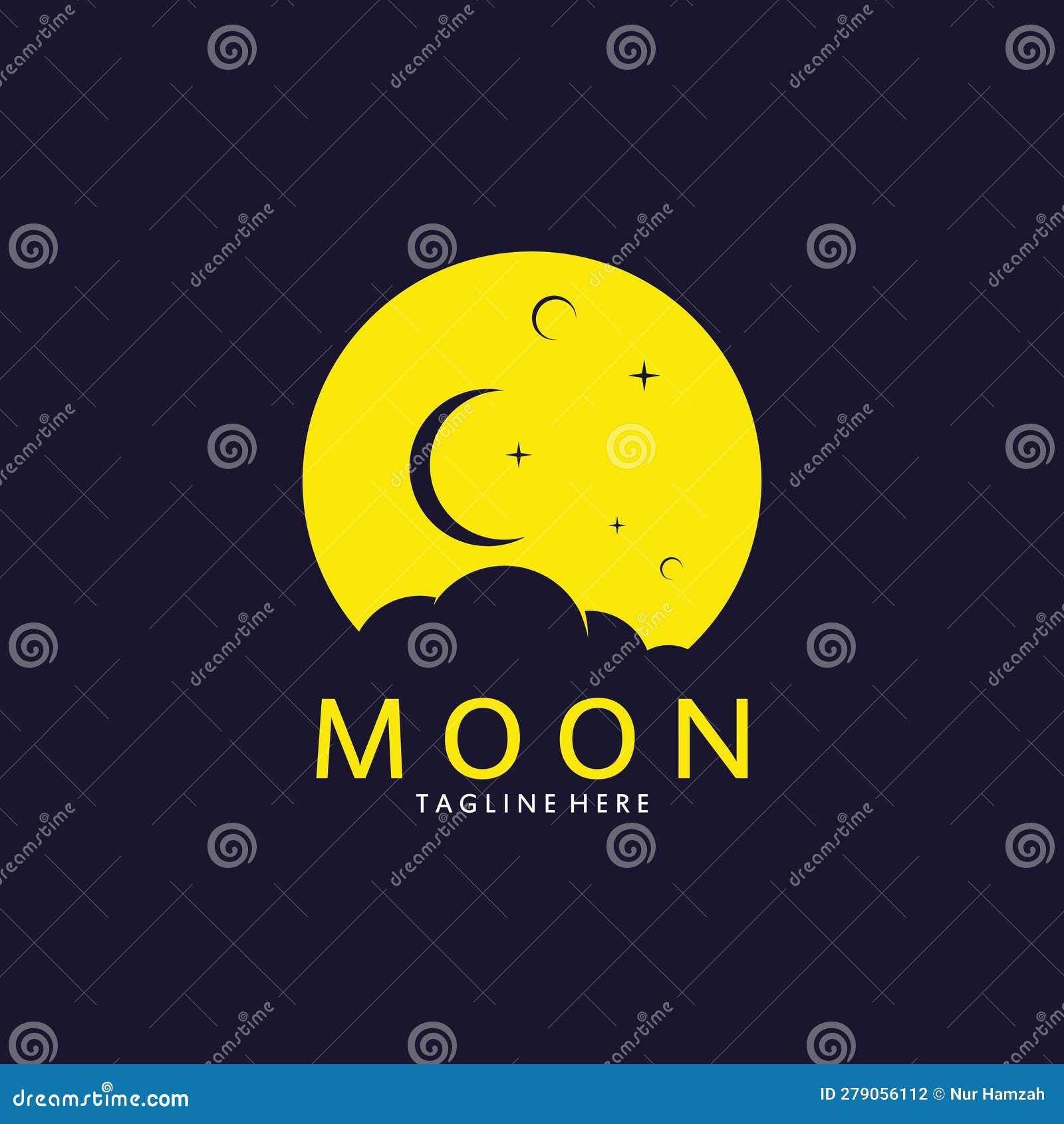 Crescent Moon Logo Template in Flat Style Stock Vector - Illustration ...