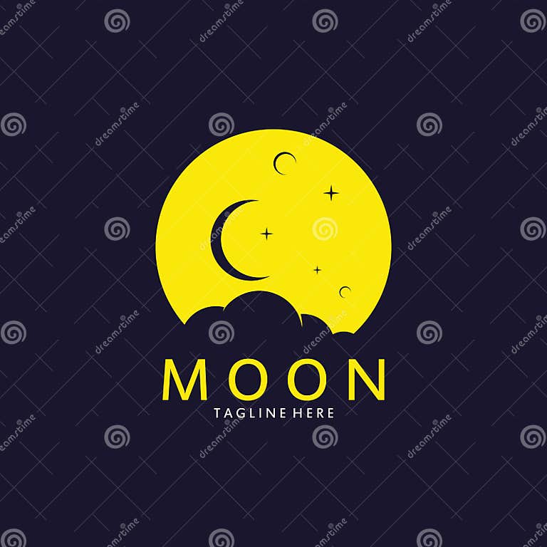 Crescent Moon Logo Template in Flat Style Stock Vector - Illustration ...