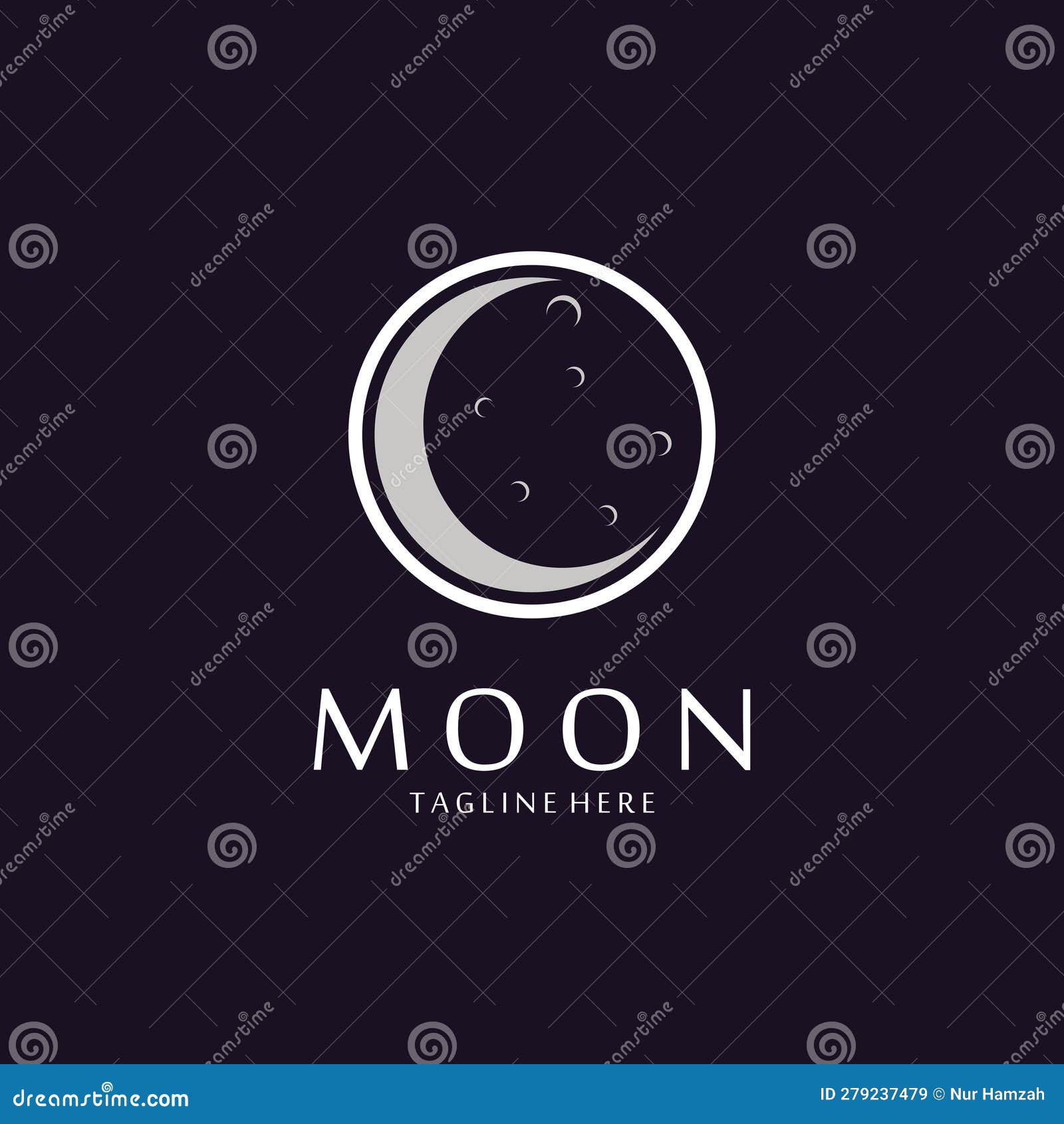 Crescent Moon Logo Template in Flat Style Stock Vector - Illustration ...