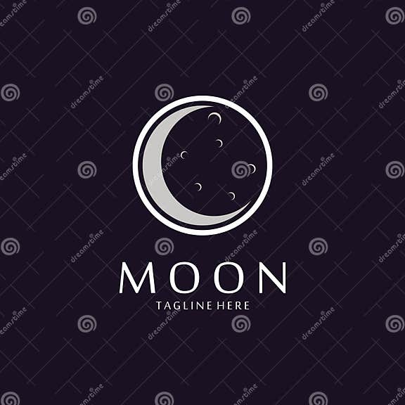 Crescent Moon Logo Template in Flat Style Stock Vector - Illustration ...