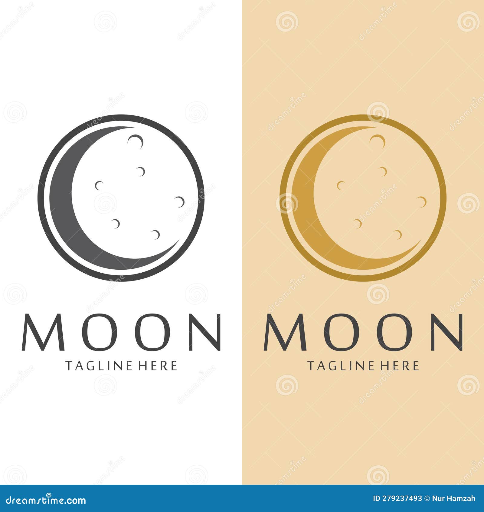 Crescent Moon Logo Template in Flat Style Stock Vector - Illustration ...