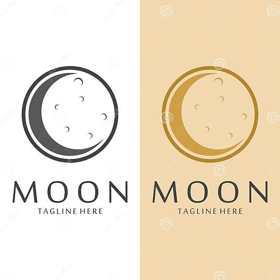 Crescent Moon Logo Template in Flat Style Stock Vector - Illustration ...