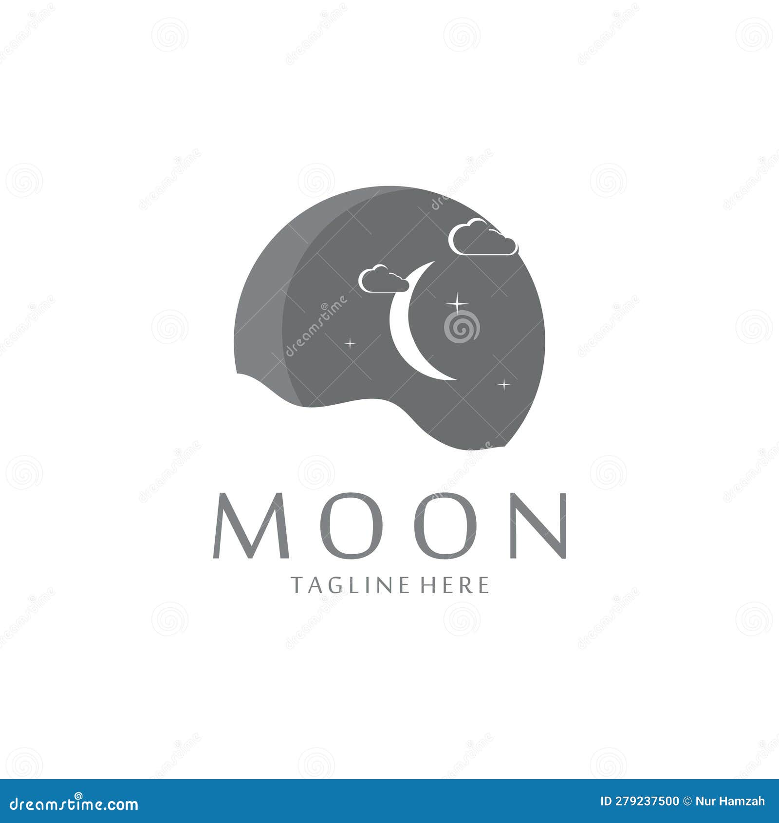 Crescent Moon Logo Template in Flat Style Stock Vector - Illustration ...