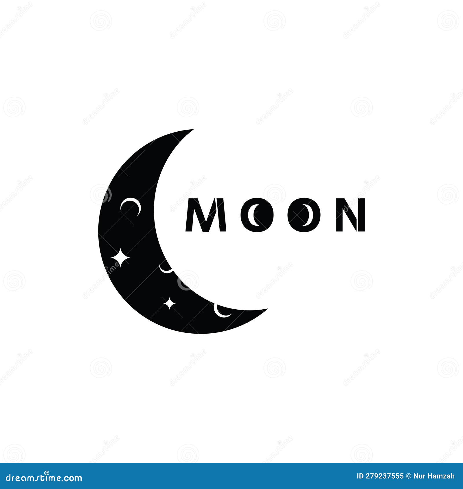 Crescent Moon Logo Template in Flat Style Stock Vector - Illustration ...