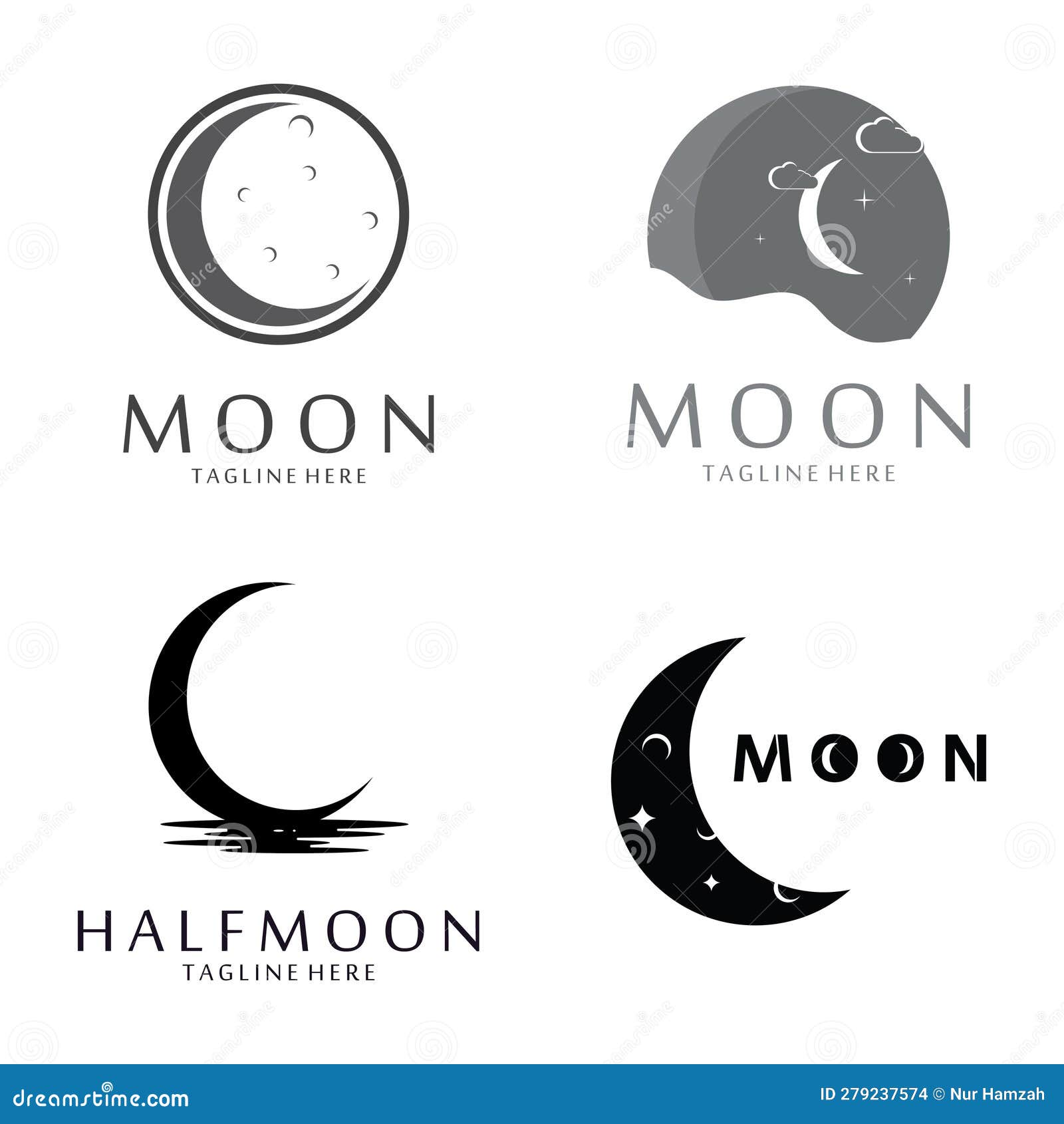 Crescent Moon Logo Template in Flat Style Stock Vector - Illustration ...