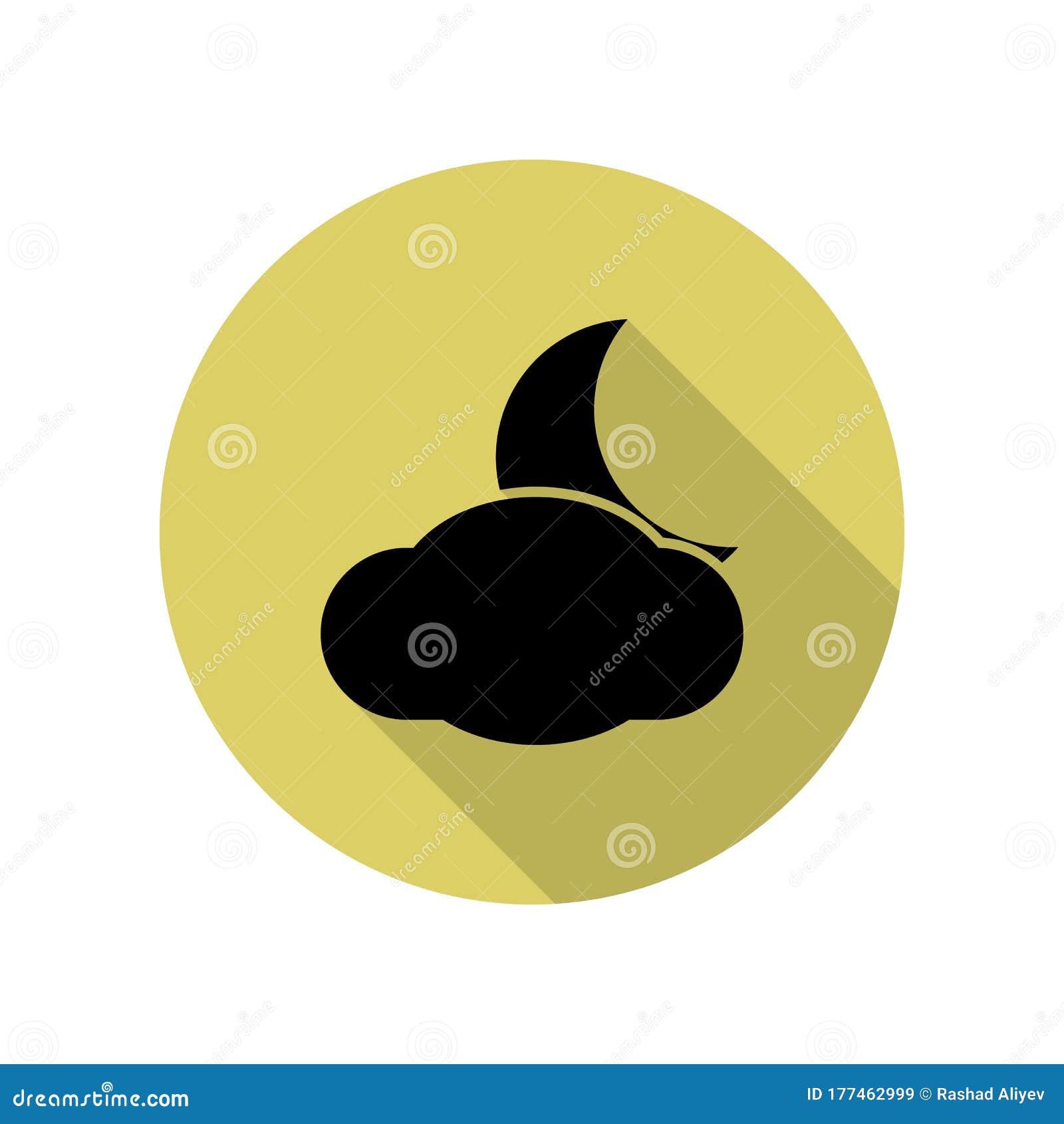 Crescent Moon Long Shadow Icon. Simple Glyph, Flat Vector of Web Icons ...