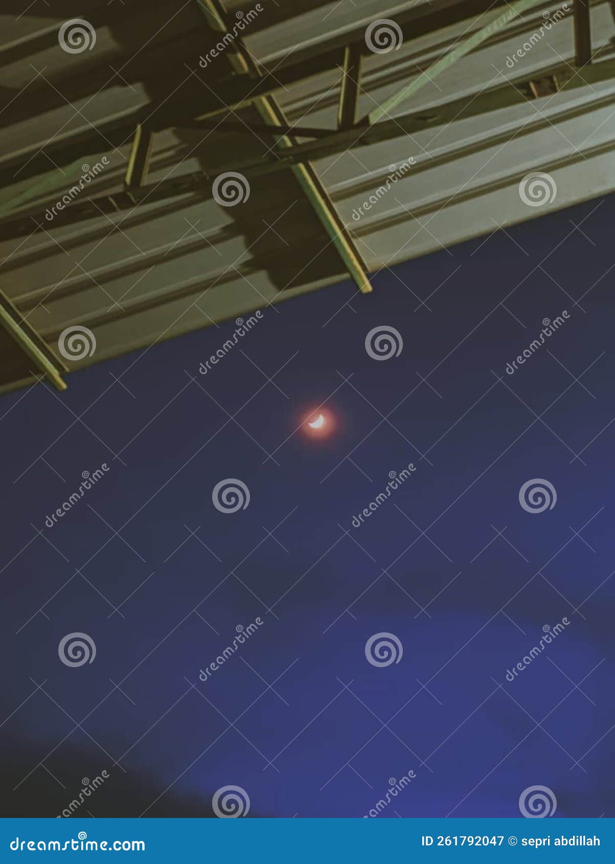 Crescent moon at midnight stock image. Image of shot - 261792047