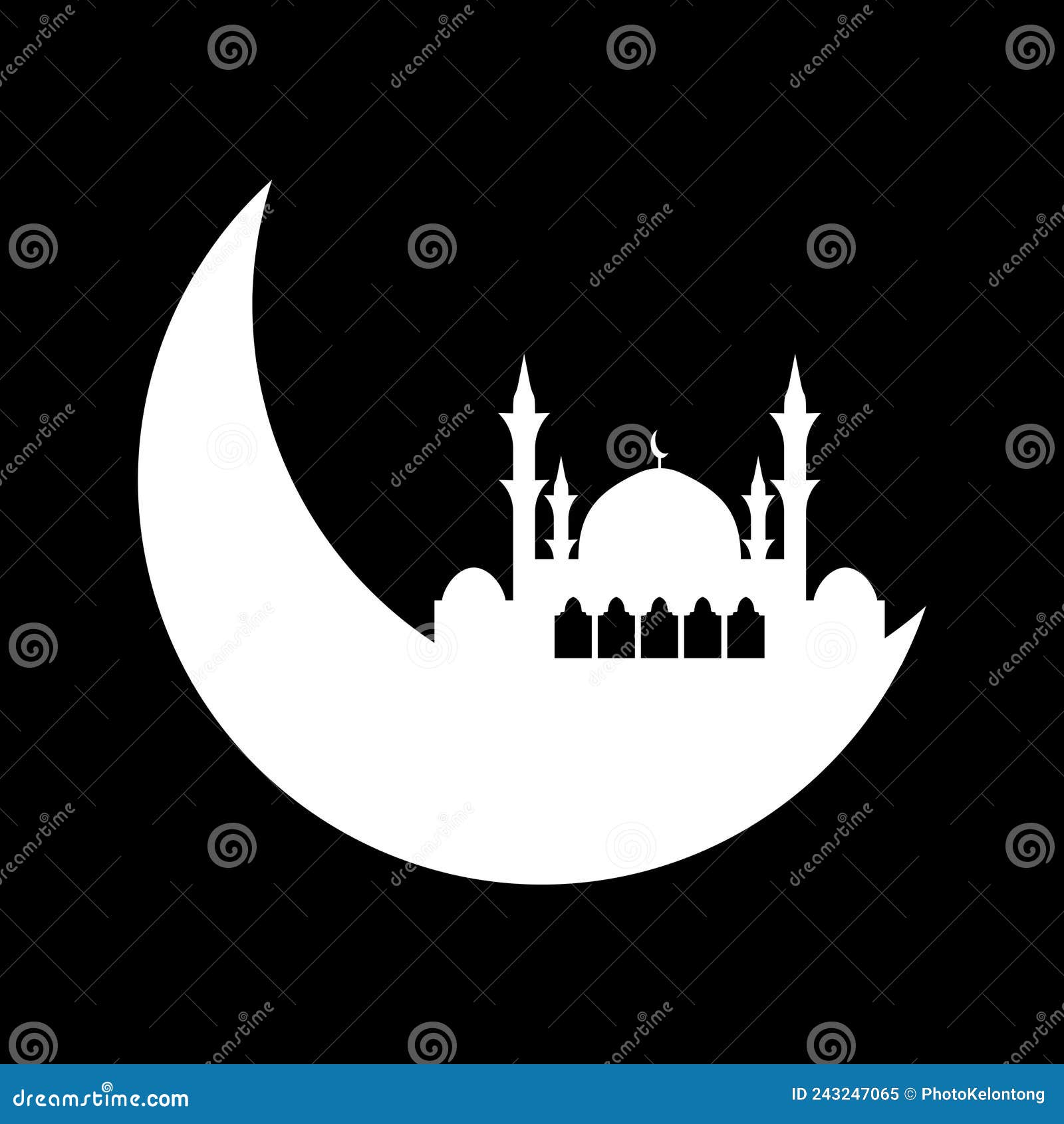 Crescent moon with mosque stock vector. Illustration of organ - 243247065