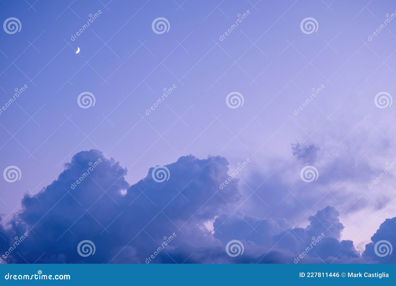 Crescent Moon Over Dramatic Cloudscape at Dusk Stock Photo - Image of ...
