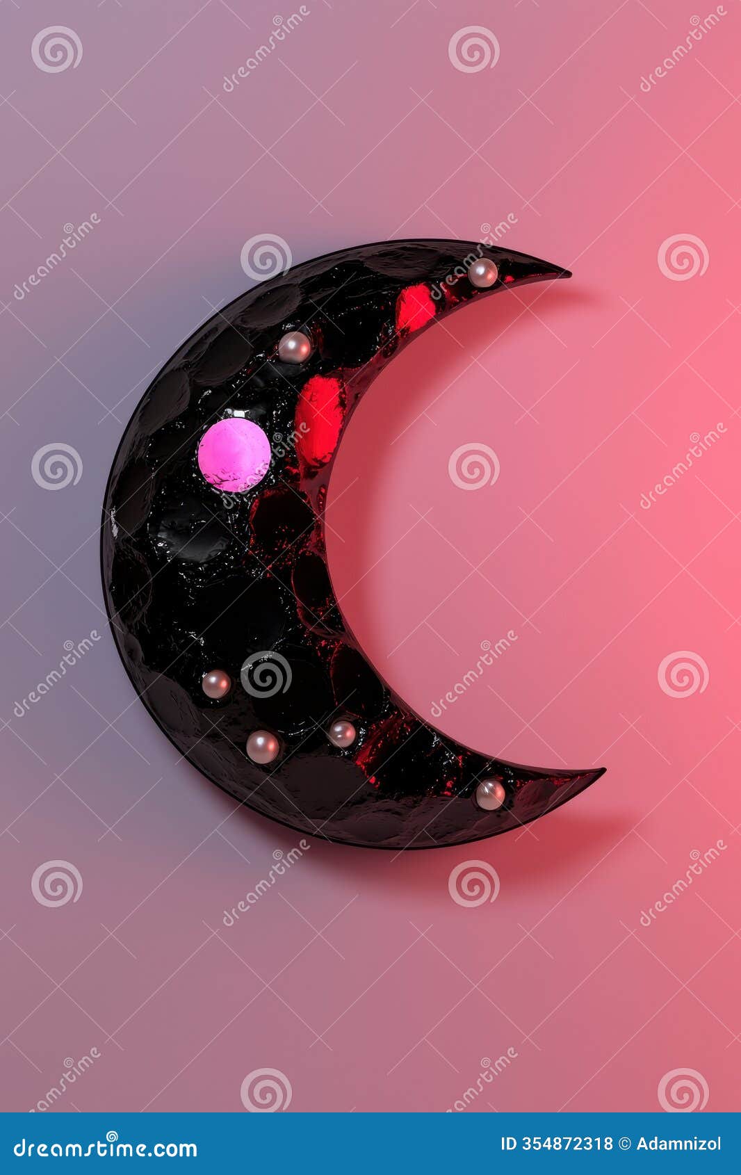 Crescent Moon with Pearls, 3d Render Stock Illustration - Illustration ...