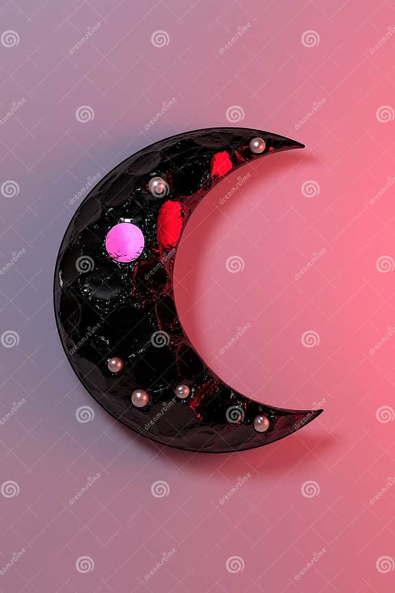 Crescent Moon with Pearls, 3d Render Stock Illustration - Illustration ...