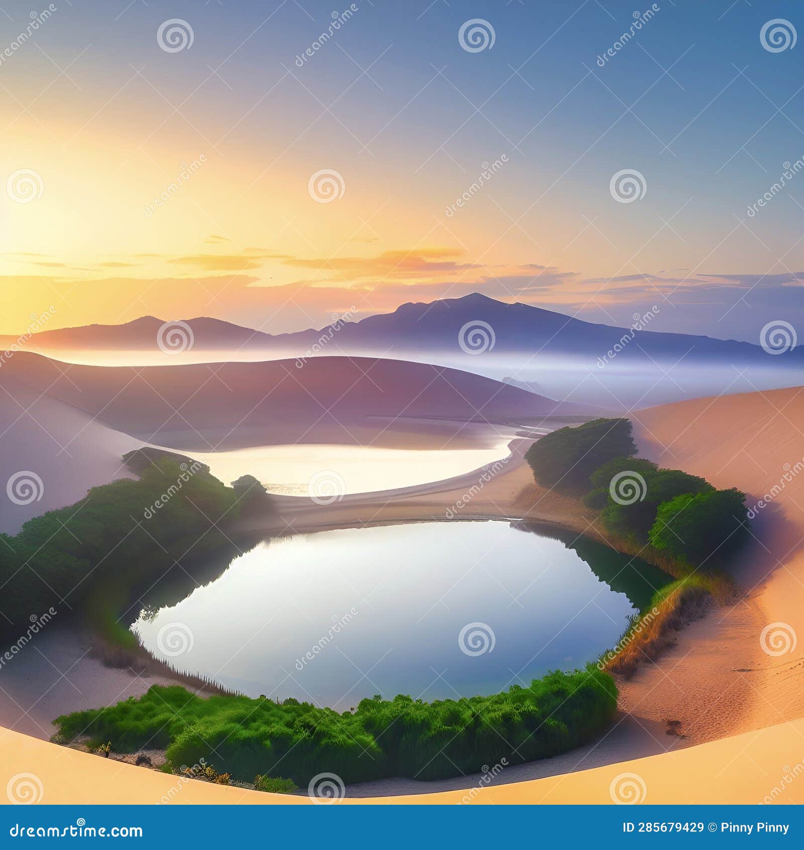 Crescent Moon Pool and Singing Sand Mountain, China, Landscape Stock ...
