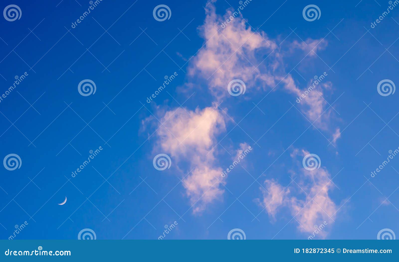 Crescent Moon with Red Clouds during the Day Stock Image - Image of ...