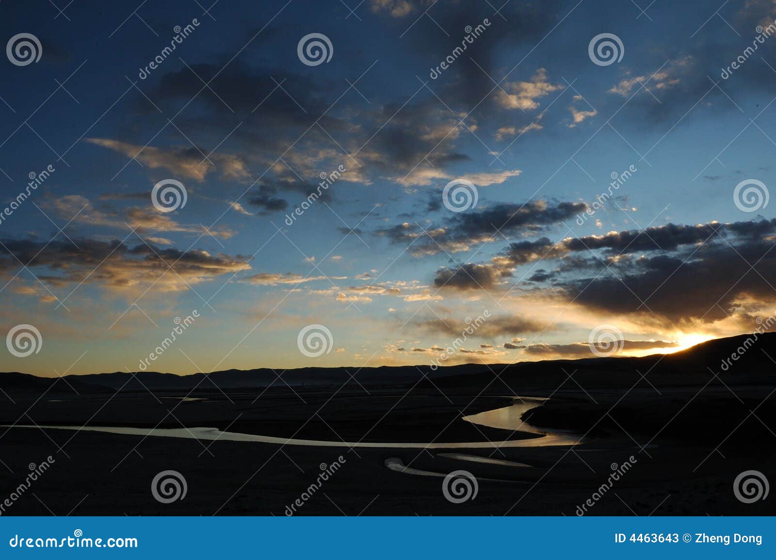 The crescent Moon river 2 stock image. Image of morning - 4463643