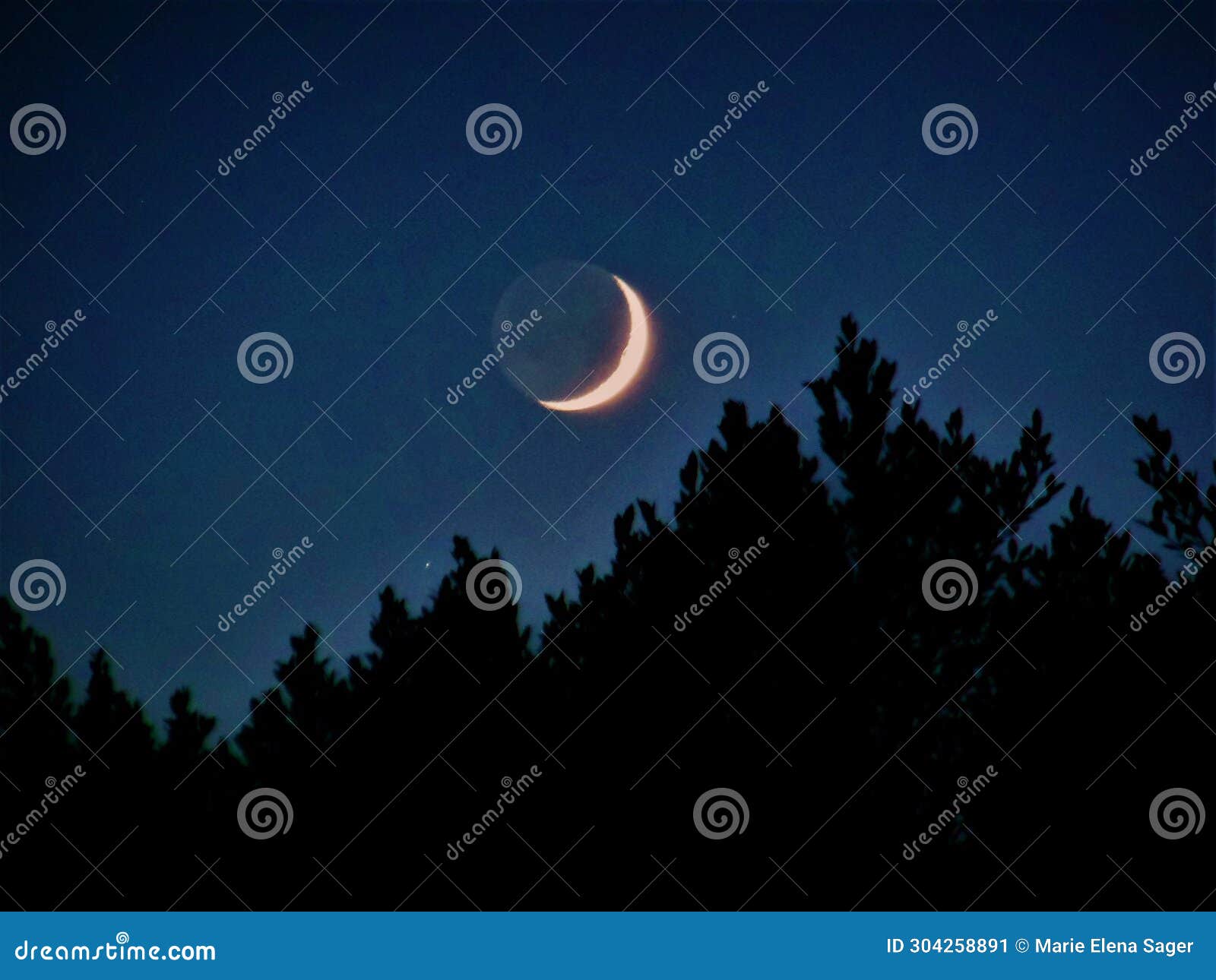 Crescent Moon with Shadow stock image. Image of moon - 304258891