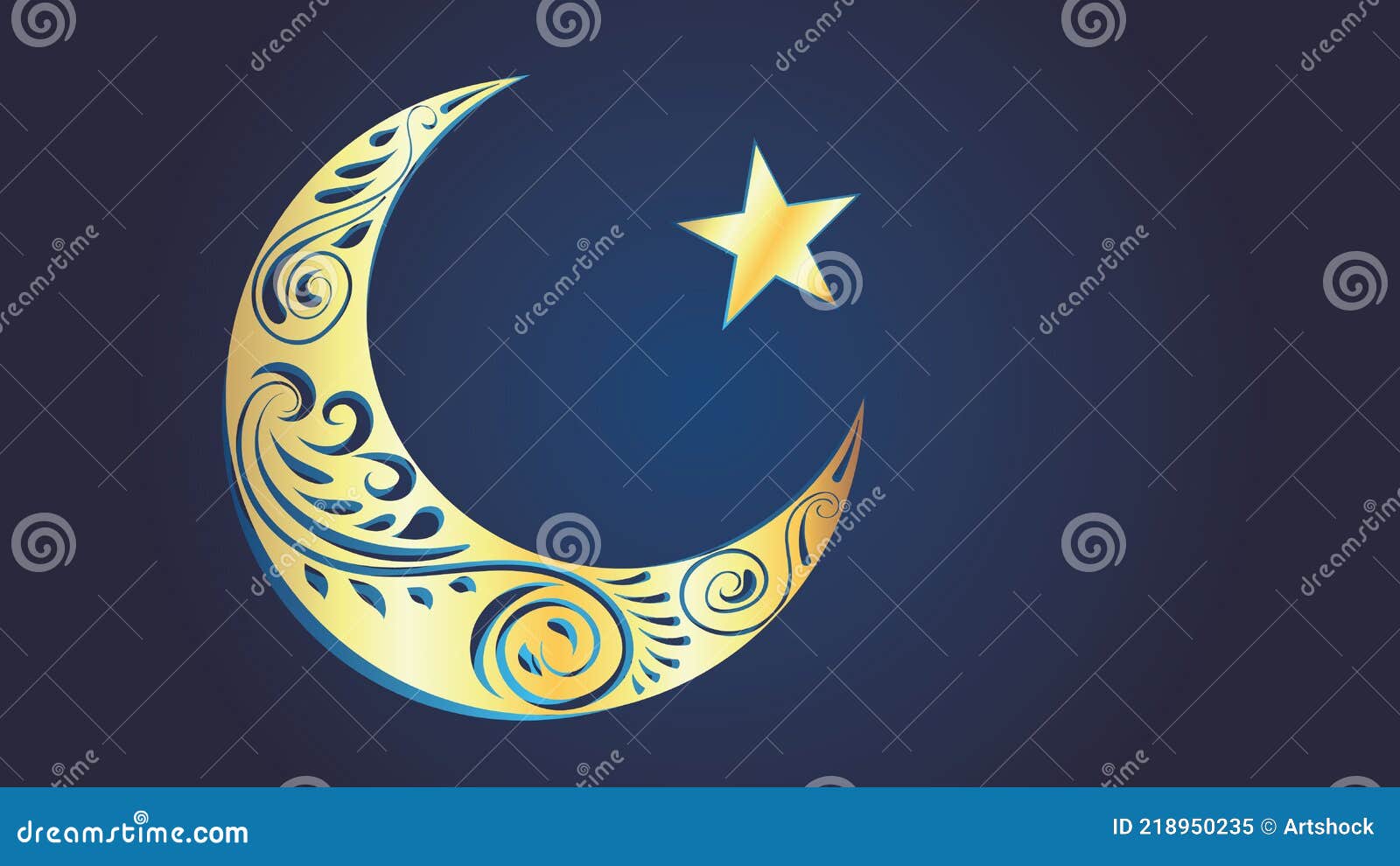 Crescent moon with star stock vector. Illustration of heaven - 218950235