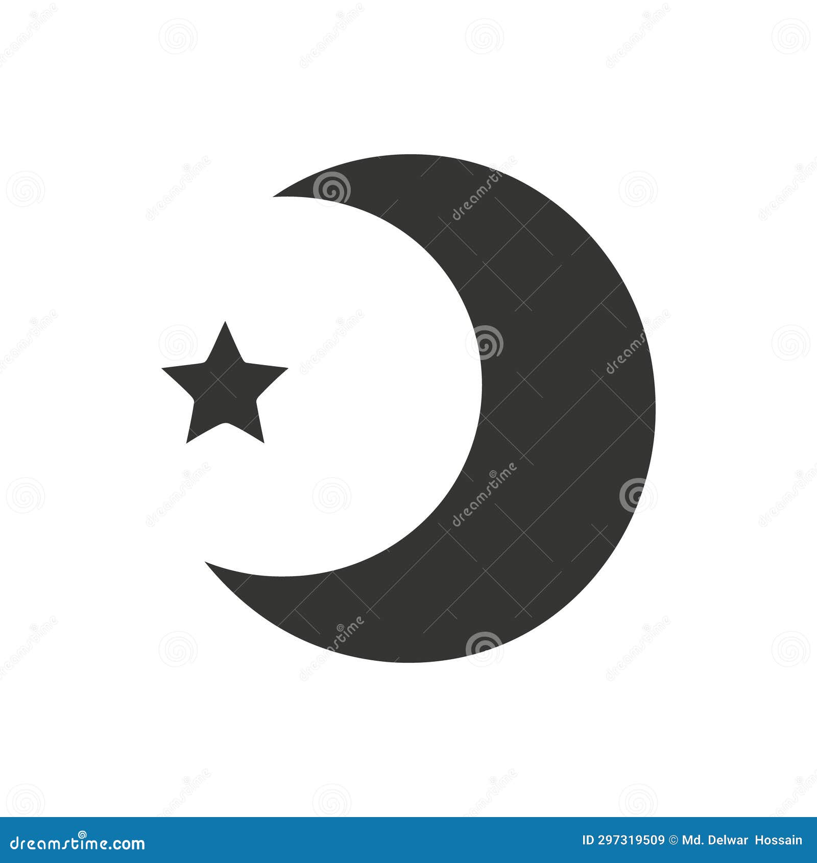 Crescent Moon and Star Icon Stock Vector - Illustration of symbol, star ...
