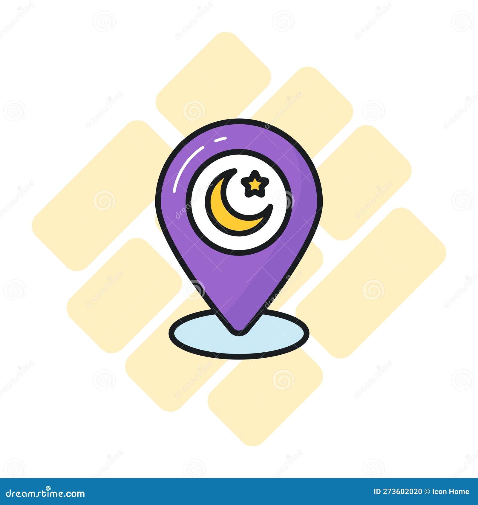 Crescent Moon and Star with Location Pin, Vector Design of Map Pin ...