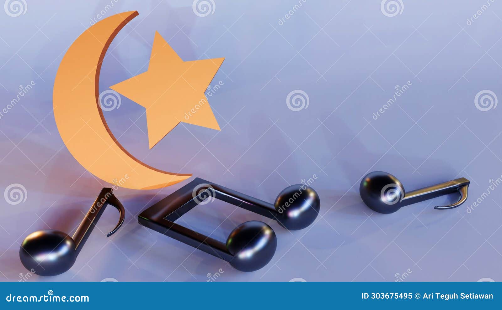 A Crescent Moon and a Star with Musical Notes Stock Illustration ...