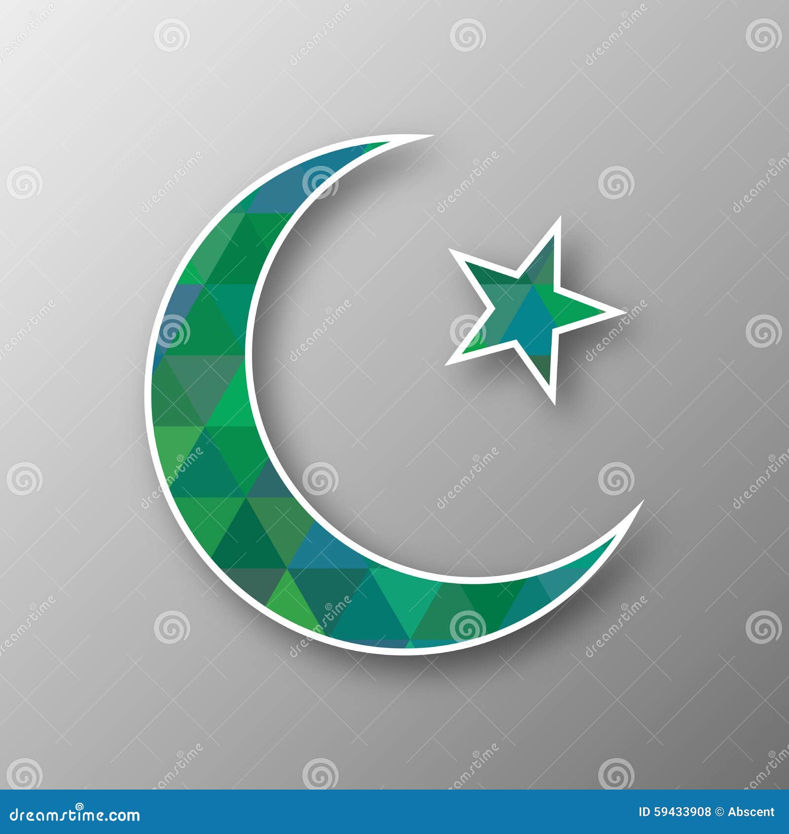 Crescent Moon with Star in Triangle Mosaic Stock Vector - Illustration ...