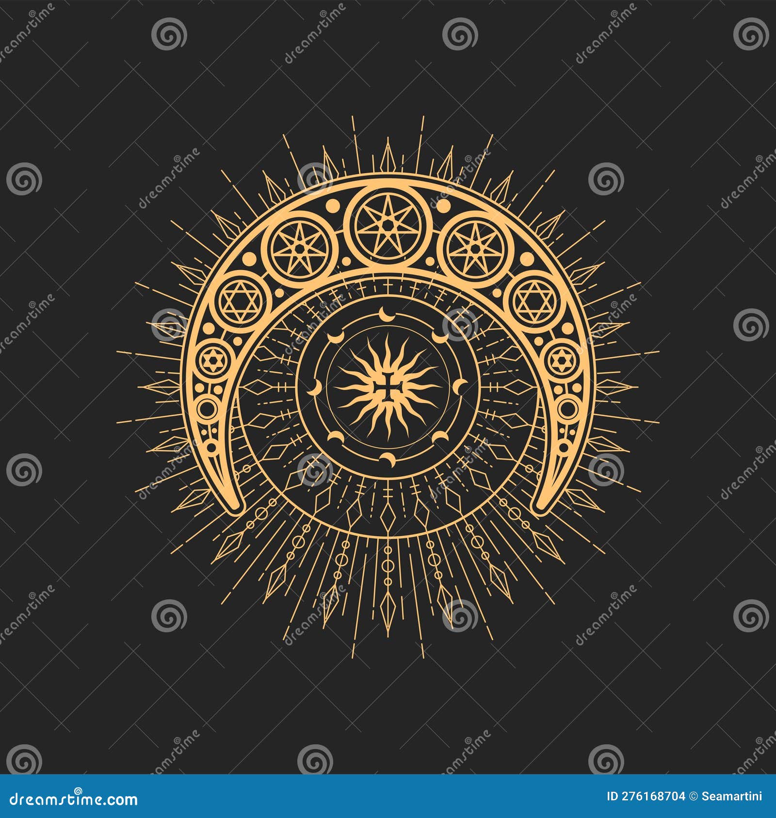 Crescent, Moon, Stars Powerful Cross Occult Symbol Stock Vector ... Crescent, Moon, Stars Powerful Cross Occult Symbol Stock Vector ...